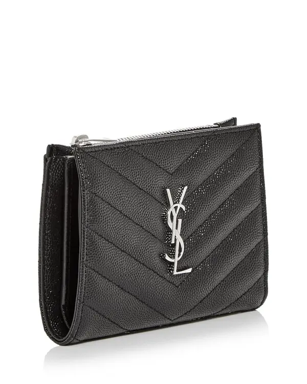 Saint Laurent Cassandre Matelasse Fragments Zipped Bi-Fold Wallet